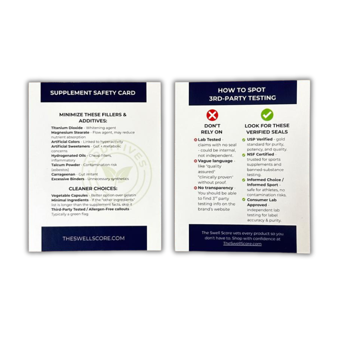 Supplement Ingredient Safety Guide Pocket Card – The Swell Score